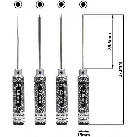 Set surubelnite hexagonale 1.5 , 2.0 , 2.5 , 3.0mm